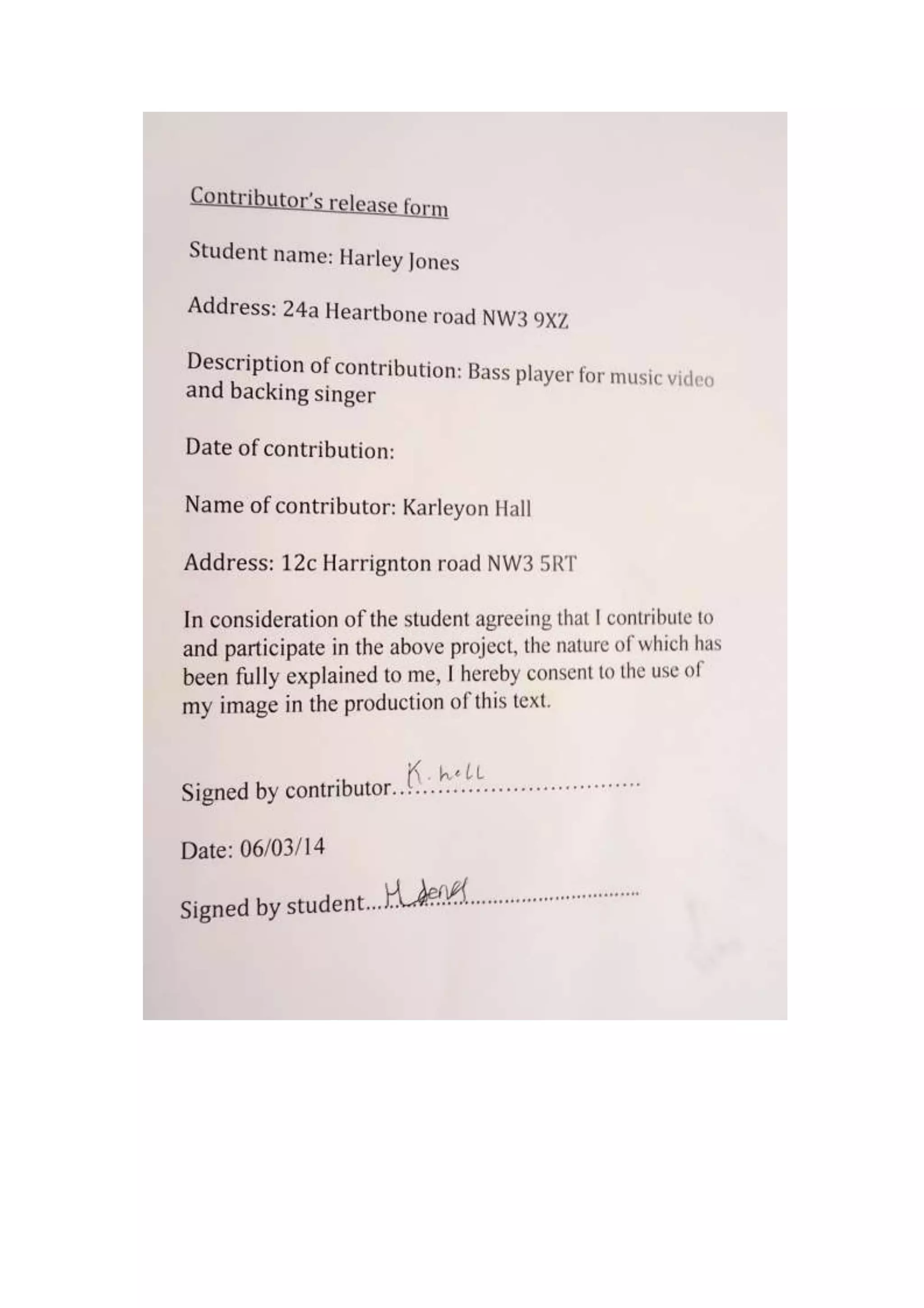 Contributors release forms | PDF