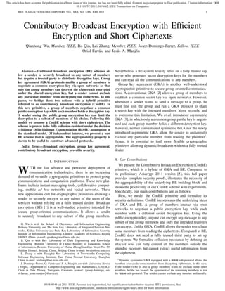 Contributory Broadcast Encryption with Efficient Encryption and Short Ciphertexts | PDF