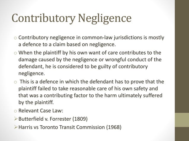 Contributory Negligence (LoT).pptx | Law