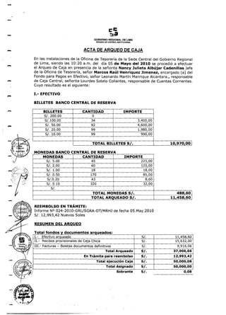 Modelo de Acta de Arqueo de Caja | PDF