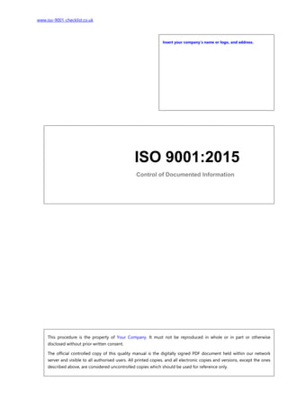 ISO 9001 Document Control Procedure | PDF