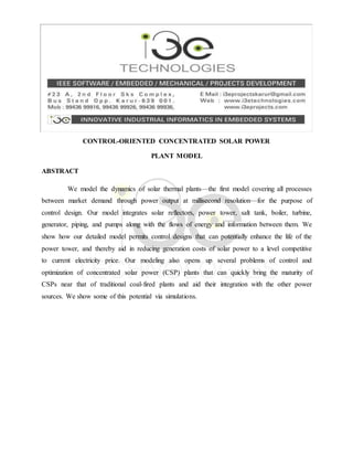 Control oriented concentrated solar power plant model | PDF