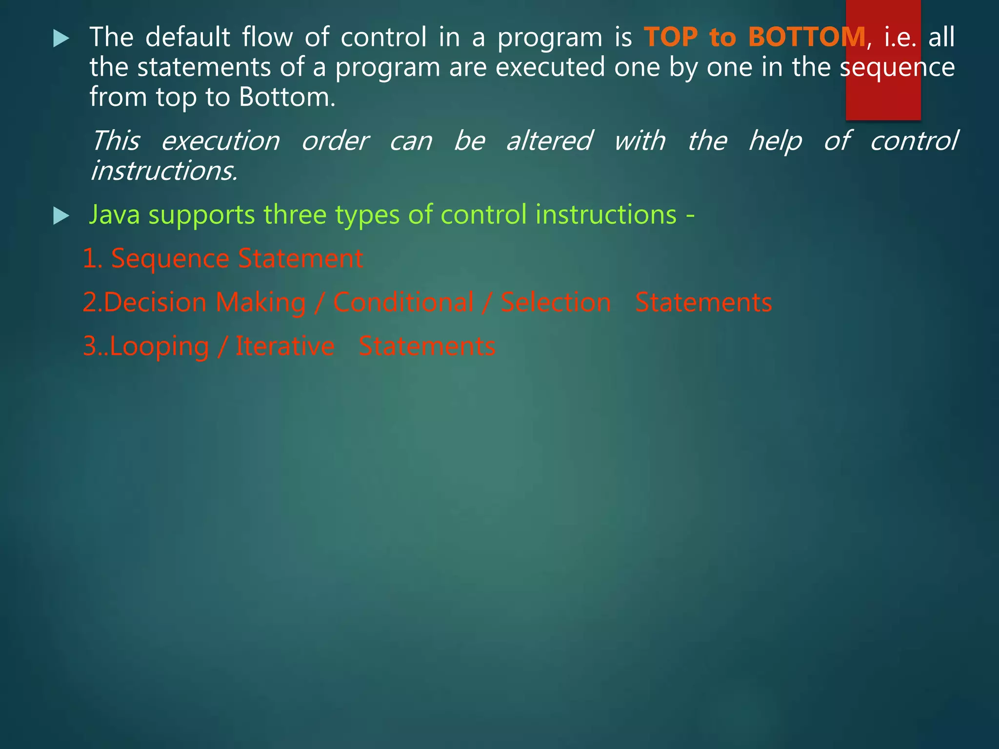 Control statements | PPT | Programming Languages | Computing