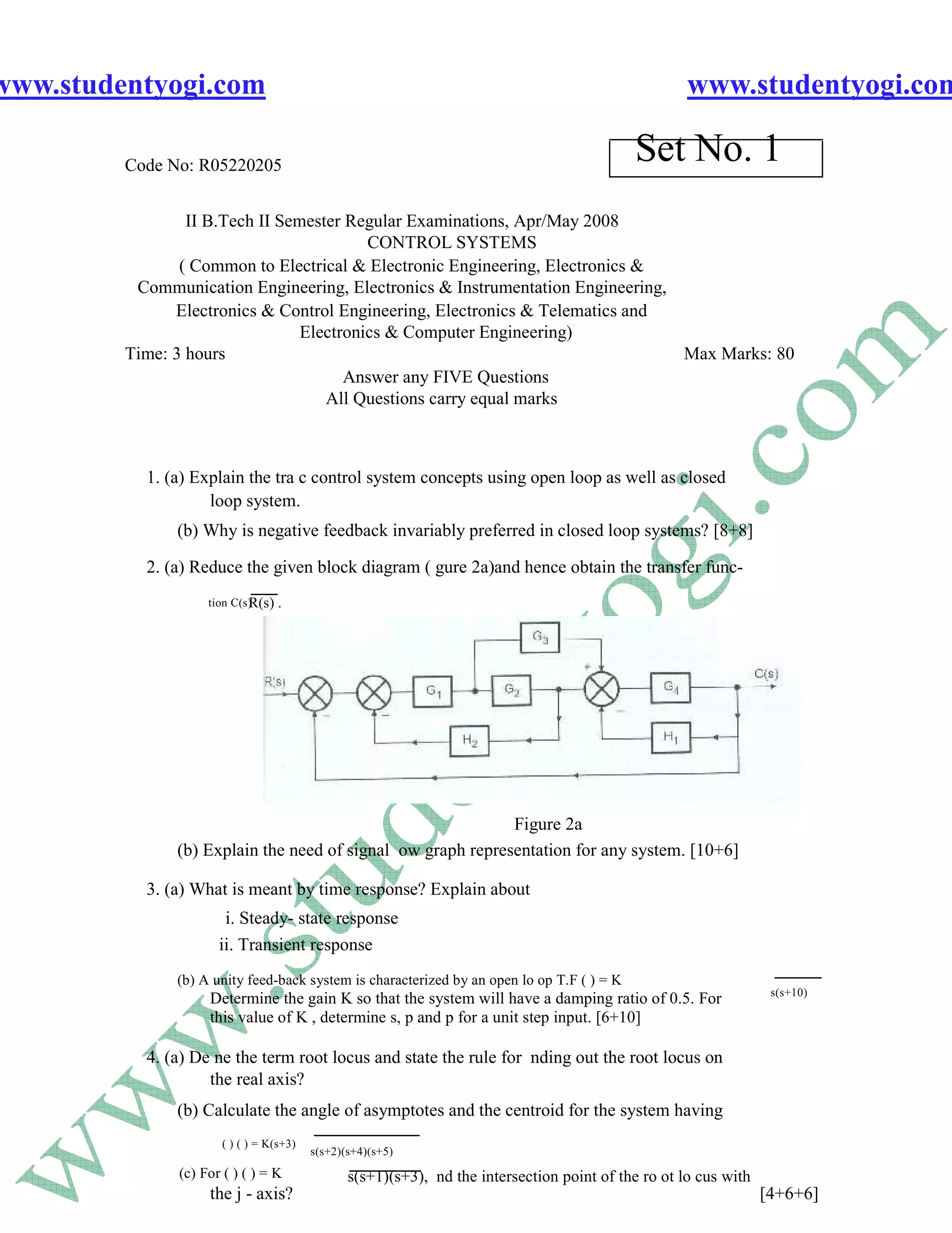 Control Systems Jntu Model Paper{Www.Studentyogi.Com} | PDF