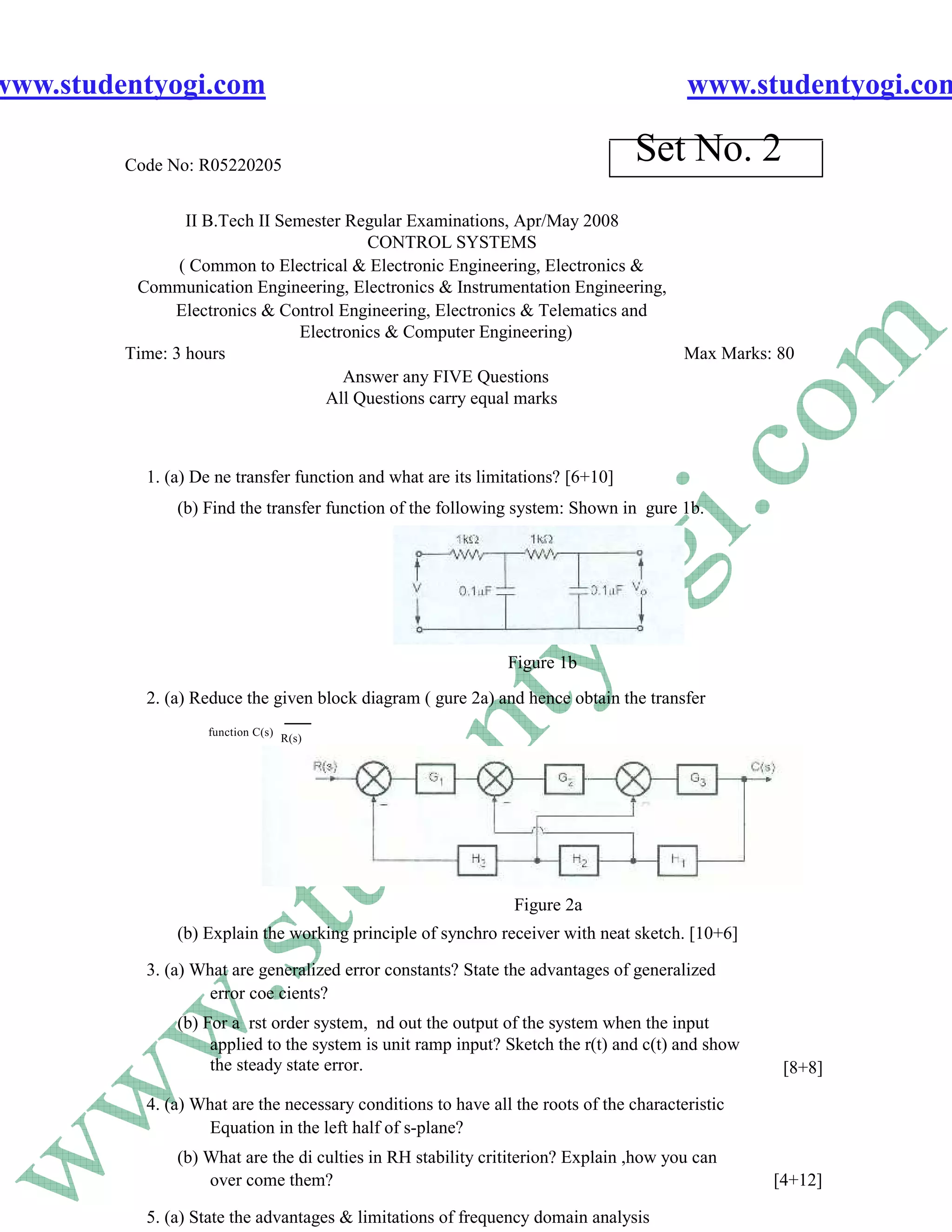 Control Systems Jntu Model Paper{Www.Studentyogi.Com} | PDF