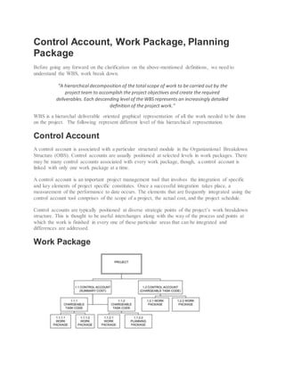 Control account, work and planning package - PMP/CAPM from PMI | DOCX