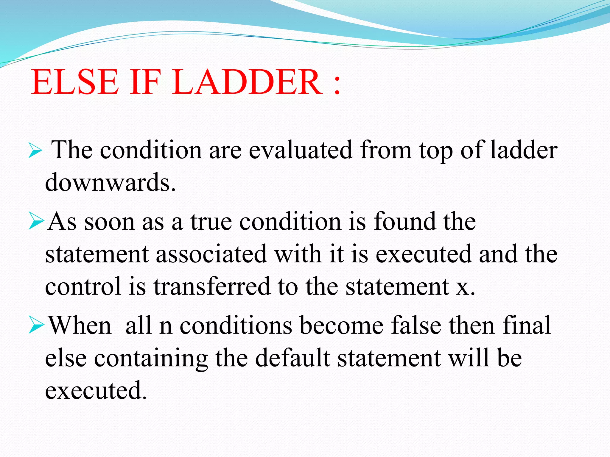 Control and conditional statements | PPTX