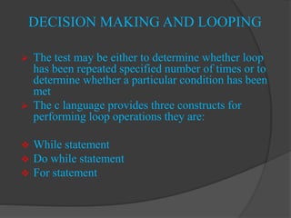 Control and conditional statements | PPTX