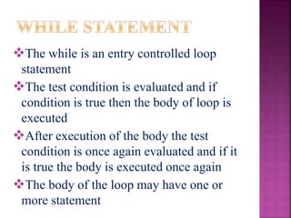 Control and conditional statements | PPTX