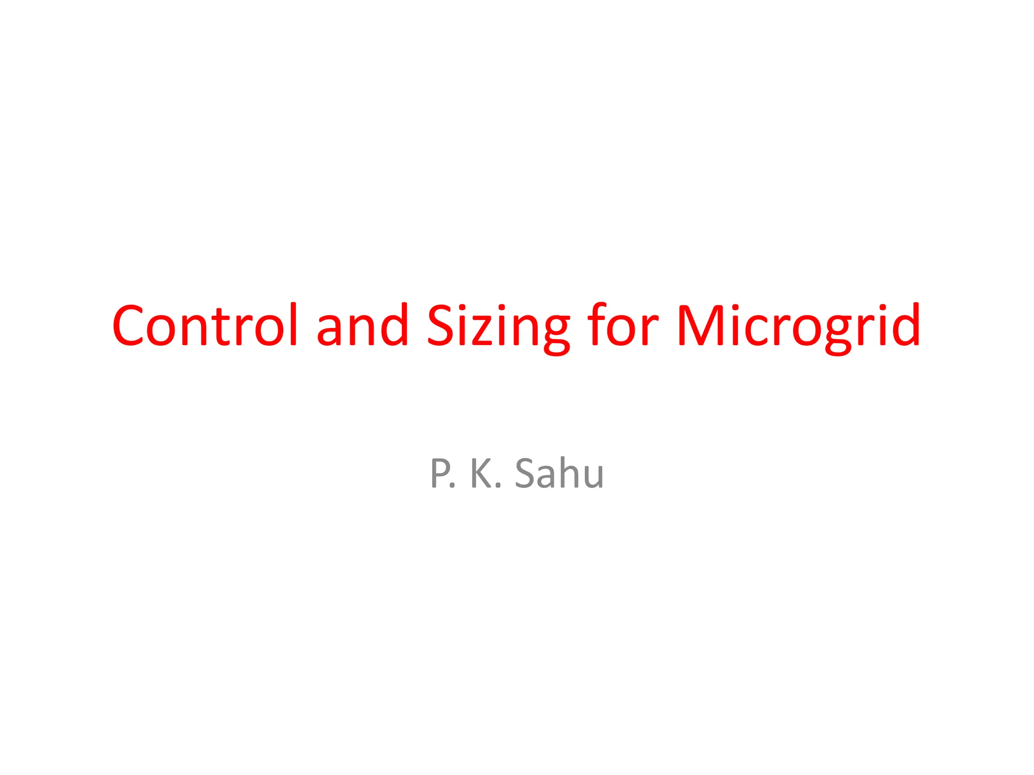 Control And Sizing For Microgrid Pptx