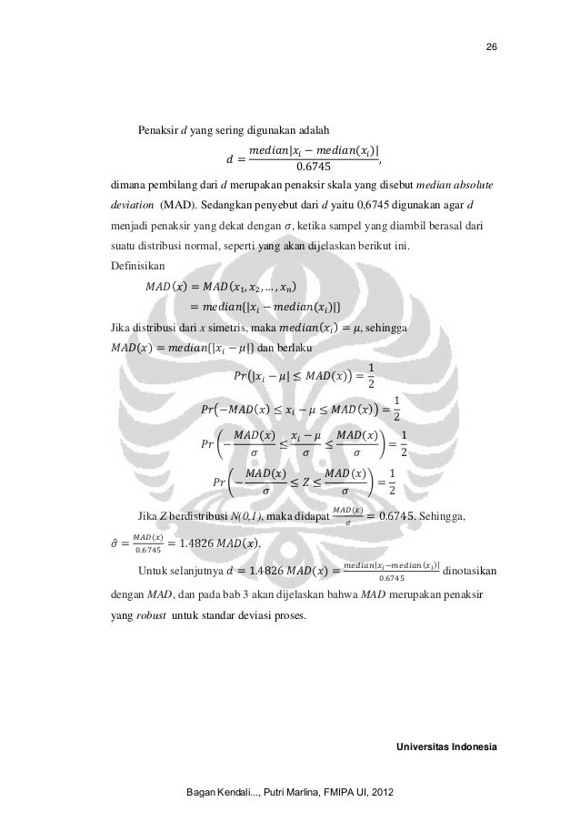 Control Chart Based On Median And Median Absolute Deviation