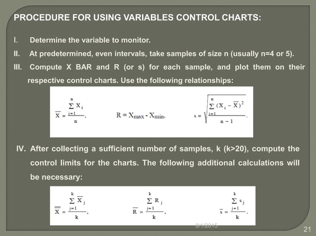 Control chart for variables
