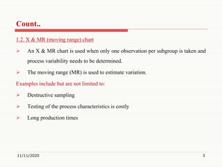 Control Charts for variables Xbar and R chart and attributes P, nP, C ...