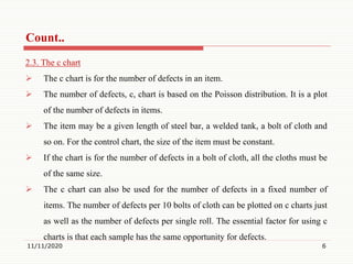 Control Charts for variables Xbar and R chart and attributes P, nP, C ...