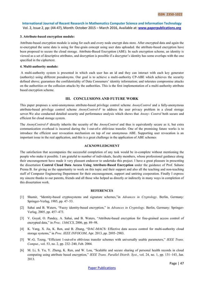 Control Cloud Data Access Using Attribute Based Encryption Pdf Free 1823