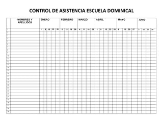 Cuadro De Asistencia A La Escuela Dominical Descargable