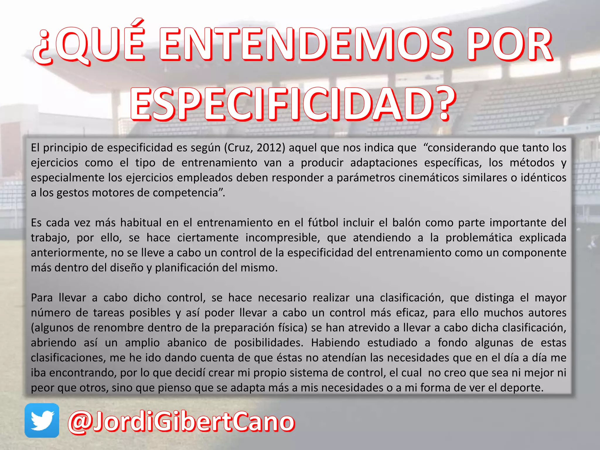 Propuesta y contextualización del control de la especificidad del ...