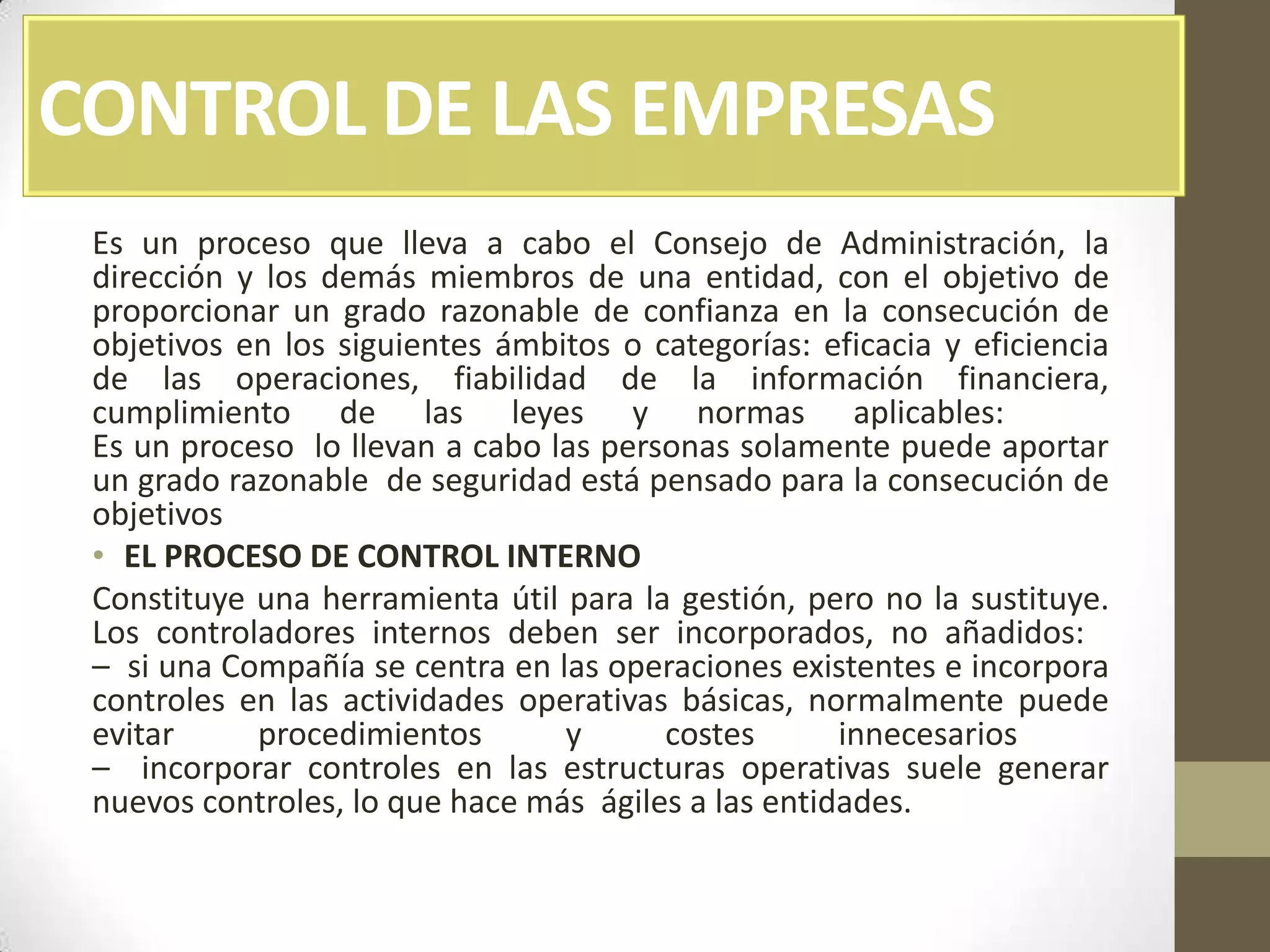 Control de las empresas | PPTX | Business Accounting & Finance | Business