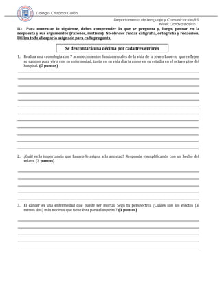 Control de lectura el viaje de la marmota | DOC