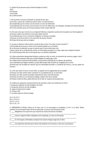 Control de lectura yo, simio | DOC