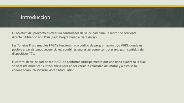 Control De Motor Dc Programacion En Vhdl Ppt 