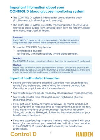 Control D Blood Glucose Monitor - Manual (mg/dl) | PDF