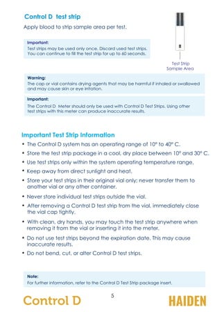 Control D Blood Glucose Monitor - Manual (mg/dl) | PDF