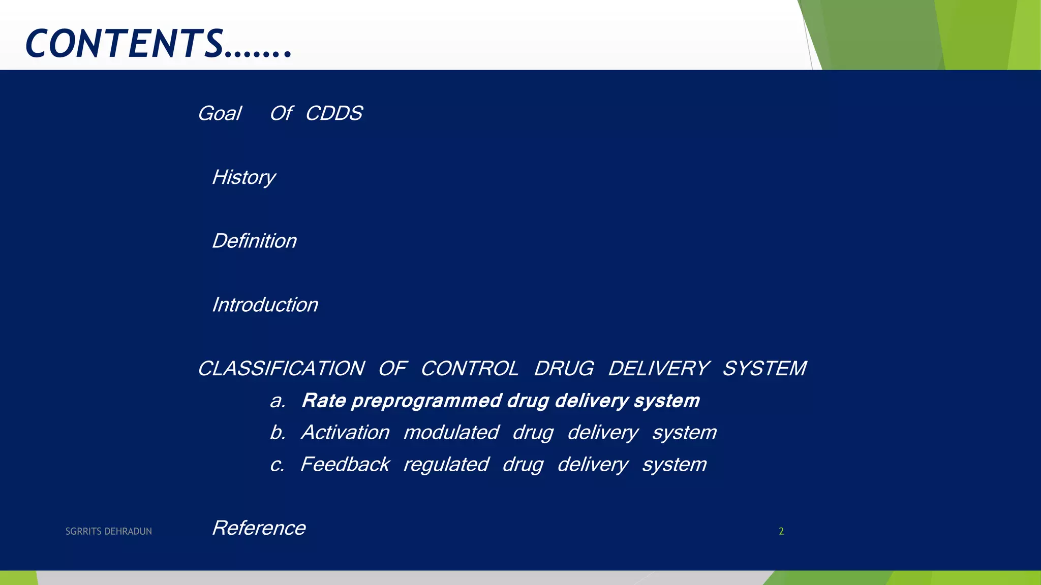 Control drug delivery system | PPTX | Chemistry | Science