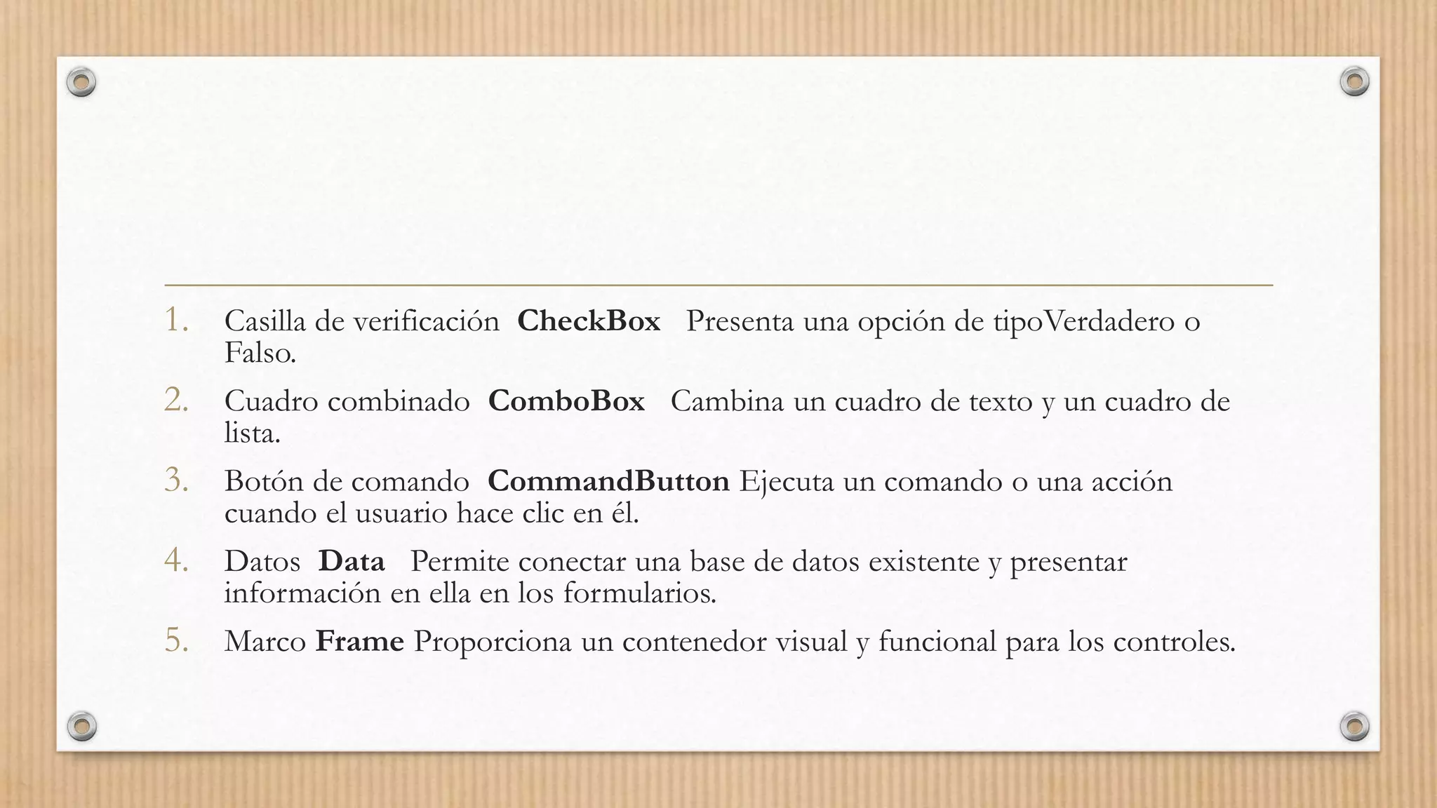 Controles de visual basic | PPTX