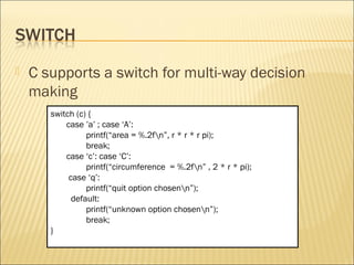 Control flow in c | PPT | Programming Languages | Computing