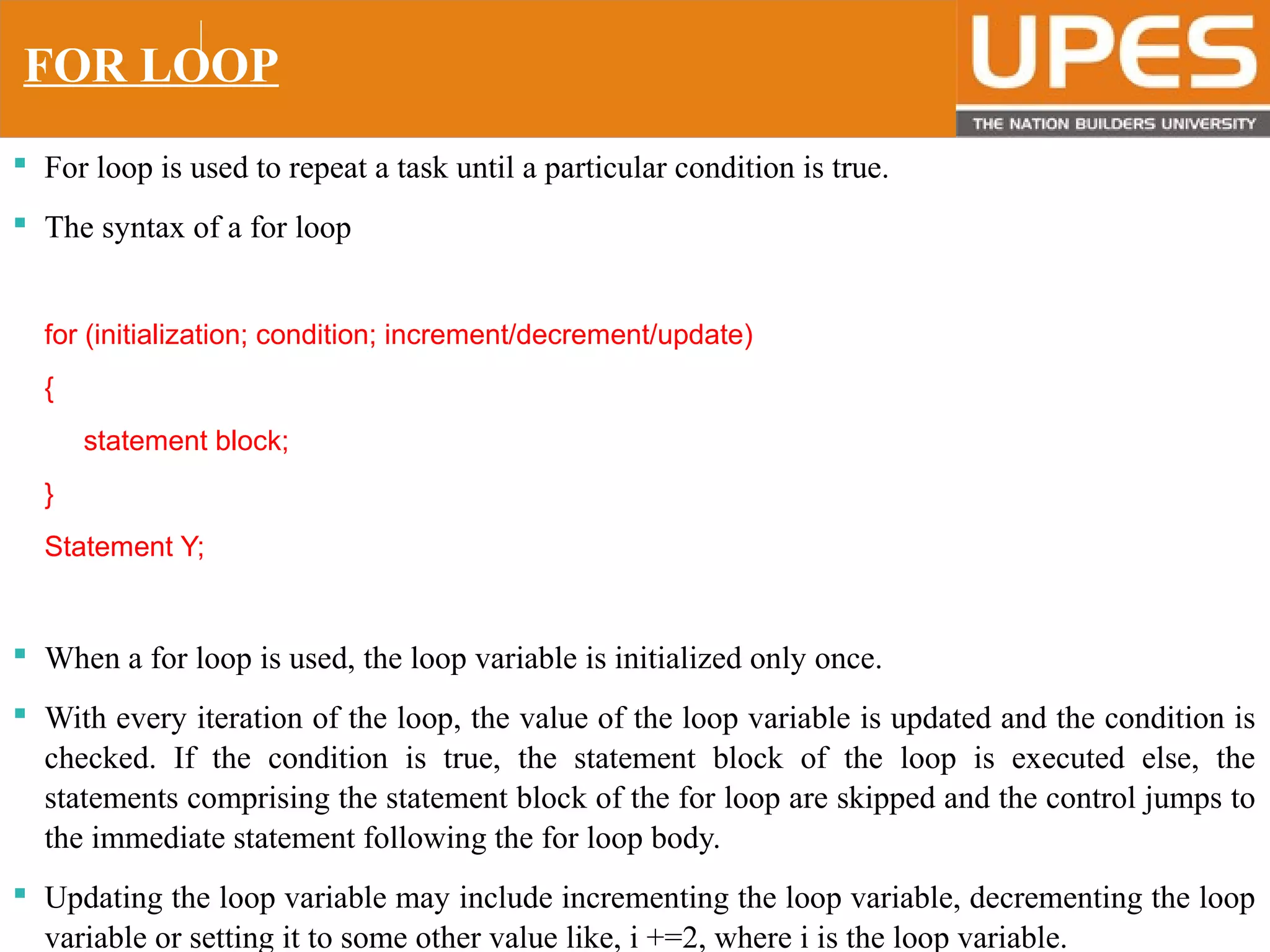 Control flow stataements | PPT