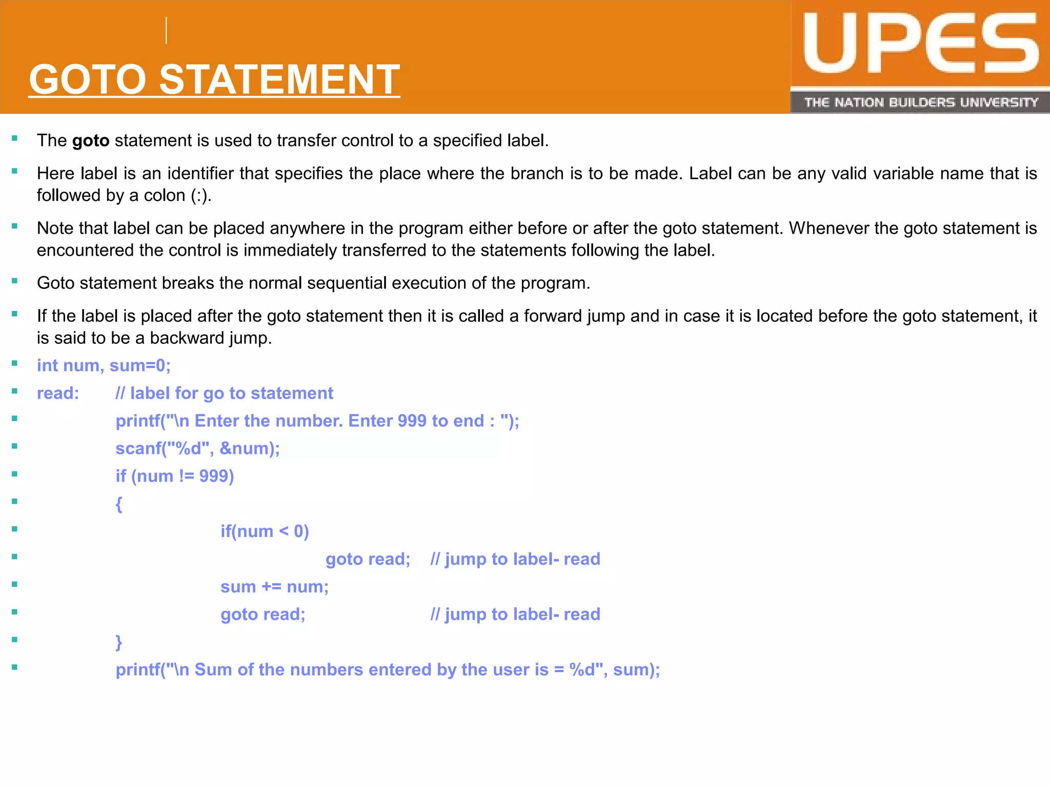 Control flow stataements | PPT