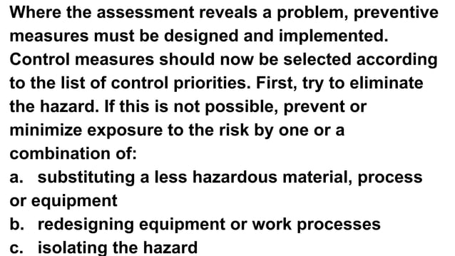 control hazards and risks.pptx | Skin and Dermatology | Diseases and ...