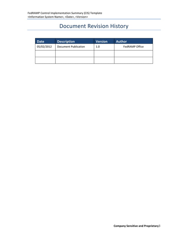 Control Implementation Summary (CIS) Template | DOCX