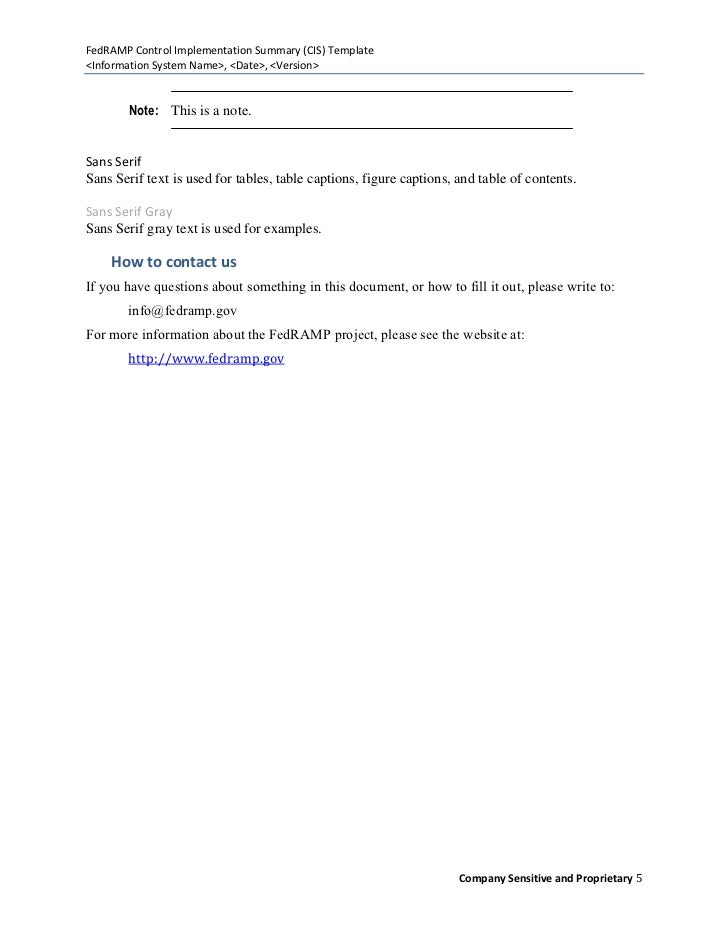 Control Implementation Summary (CIS) Template