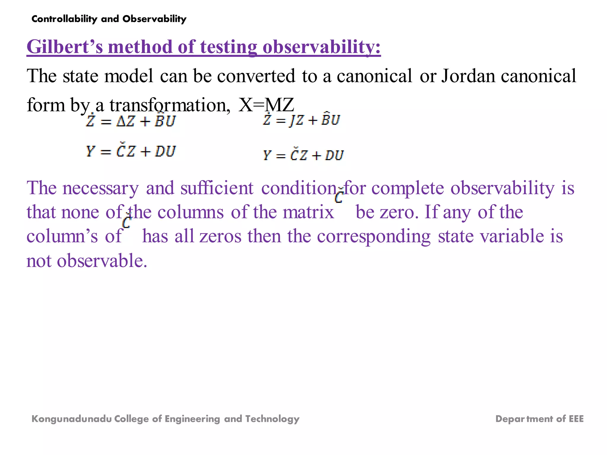 Controllability and observability | PDF