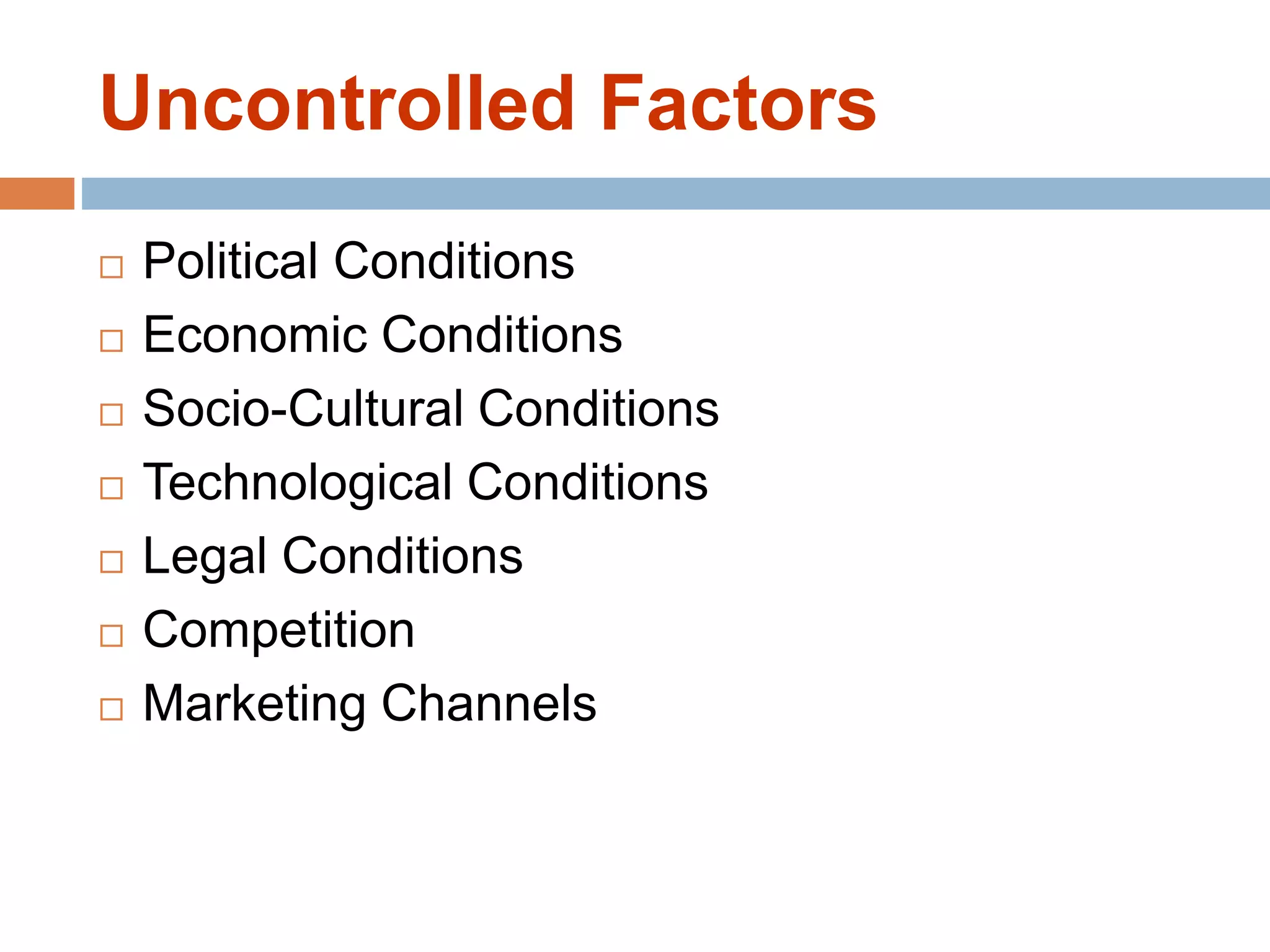 Controllable and uncontrollable factors of international marketing | PPTX