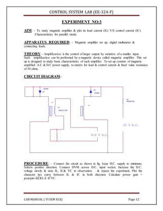 CONTROL SYSTEM LAB MANUAL | DOCX