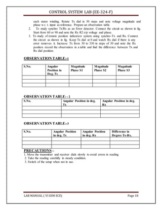 CONTROL SYSTEM LAB MANUAL | DOCX