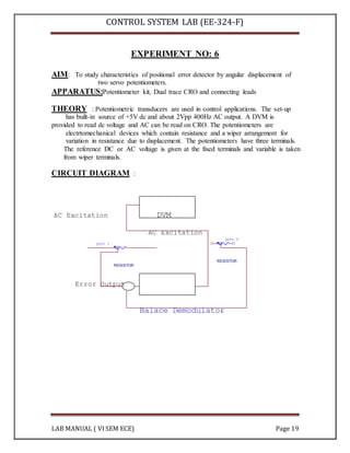 CONTROL SYSTEM LAB MANUAL | DOCX