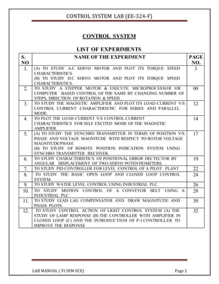 CONTROL SYSTEM LAB MANUAL | DOCX