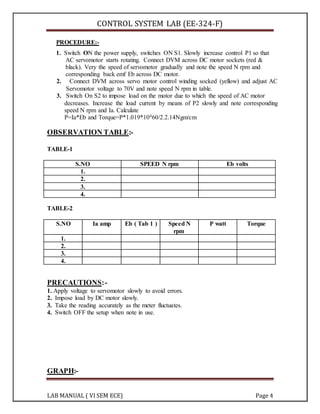 CONTROL SYSTEM LAB MANUAL | DOCX