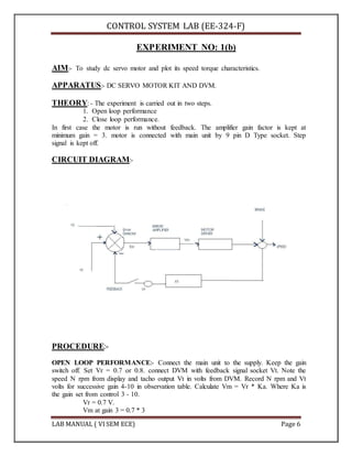 CONTROL SYSTEM LAB MANUAL | DOCX