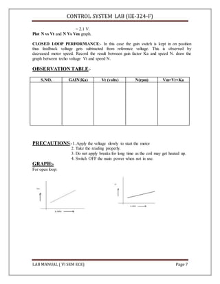 CONTROL SYSTEM LAB MANUAL | DOCX