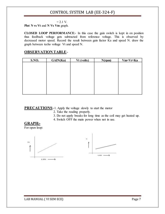 CONTROL SYSTEM LAB MANUAL | DOCX