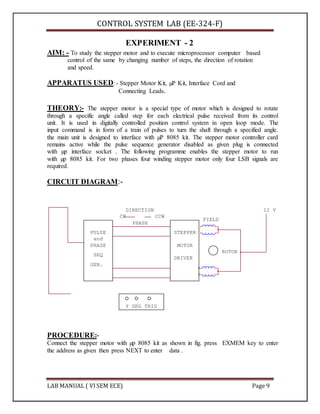 CONTROL SYSTEM LAB MANUAL | DOCX