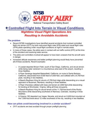 Controlled flight into terrain in visual conditions | PDF