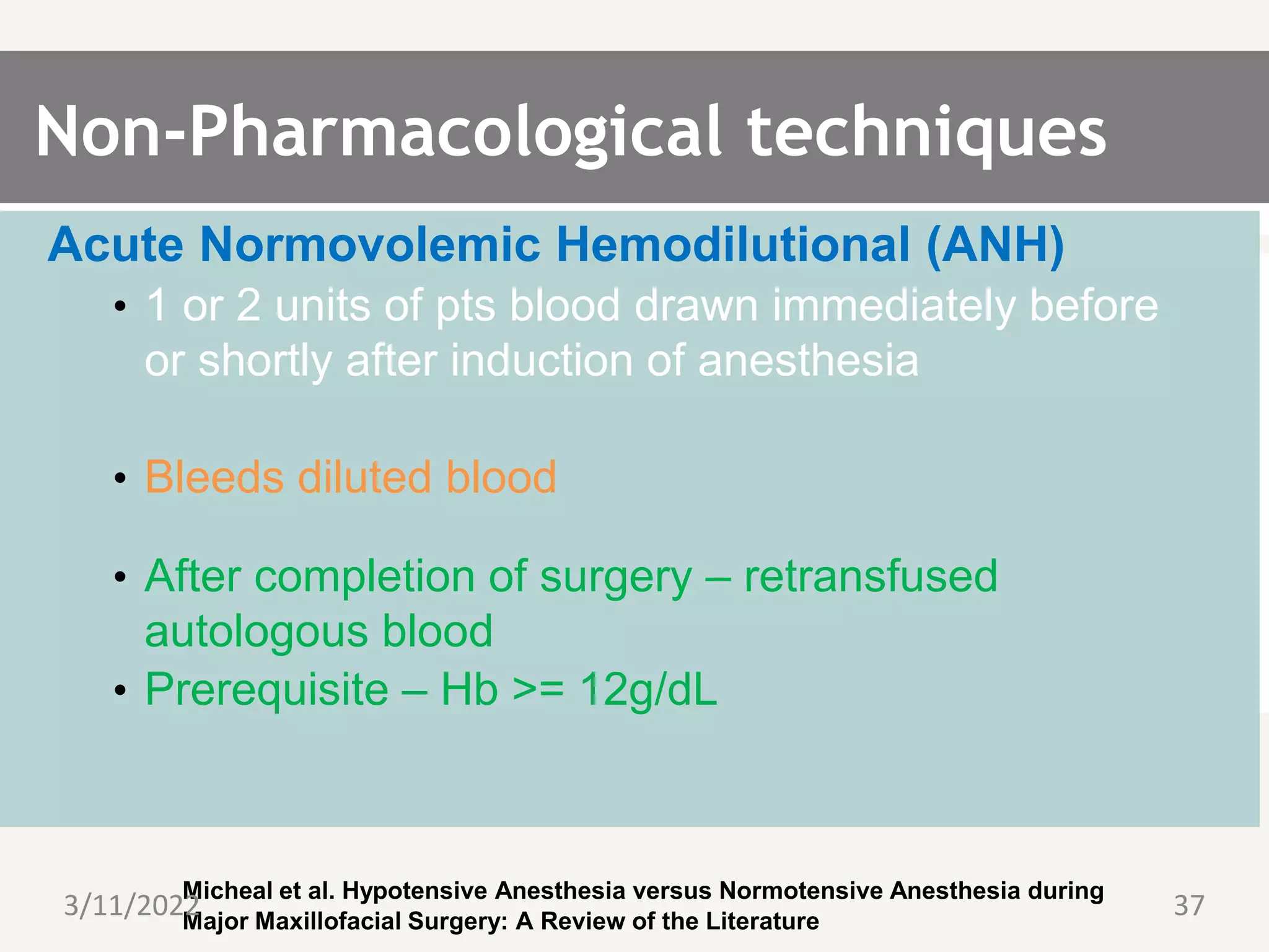 Controlled hypotension in anesthesia | PPTX