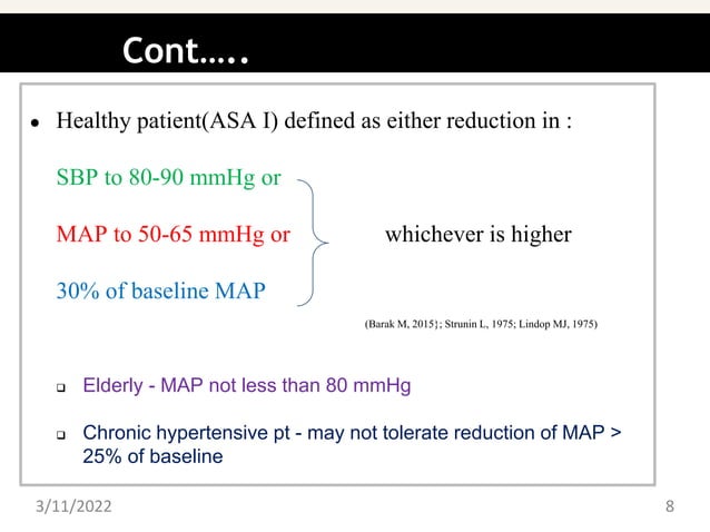 Controlled hypotension in anesthesia | PPTX