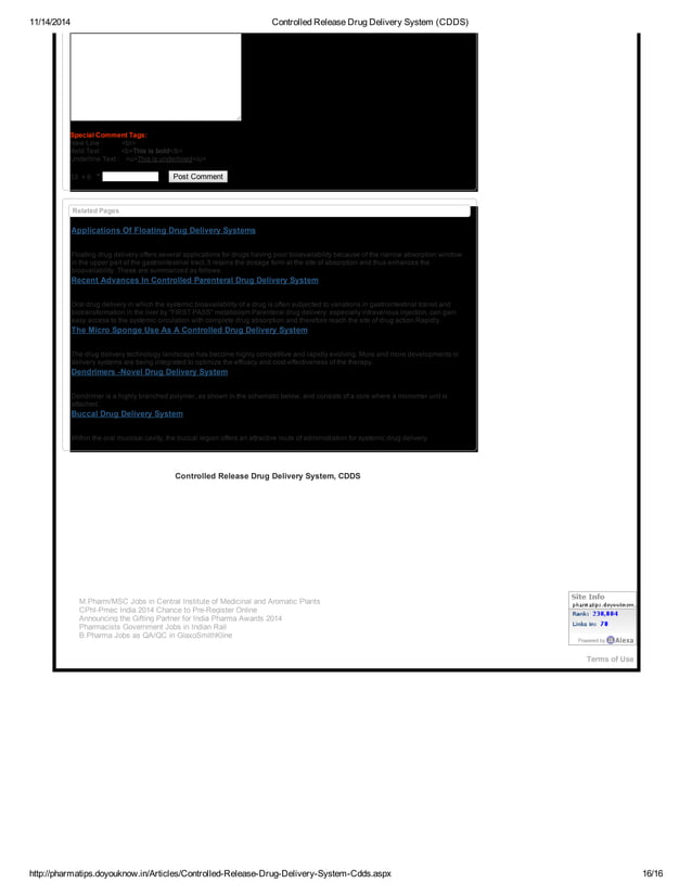 Controlled release drug delivery system (cdds)articlee | PDF